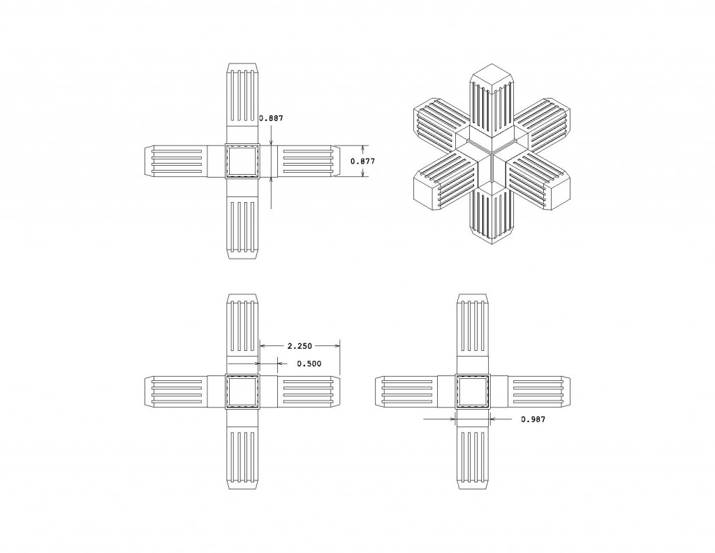 100-324-S 6-Way Steel-Core Black Connector - EZTube | Easy to Assemble ...