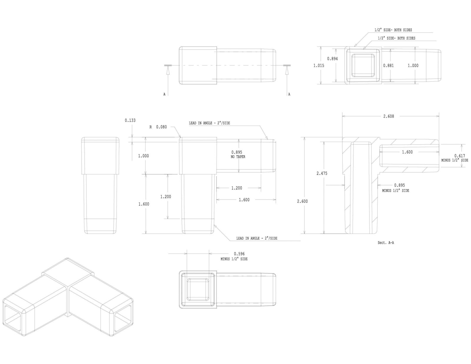 200-300-HF 2-Way Black Composite Connector - EZTube | Easy to Assemble ...